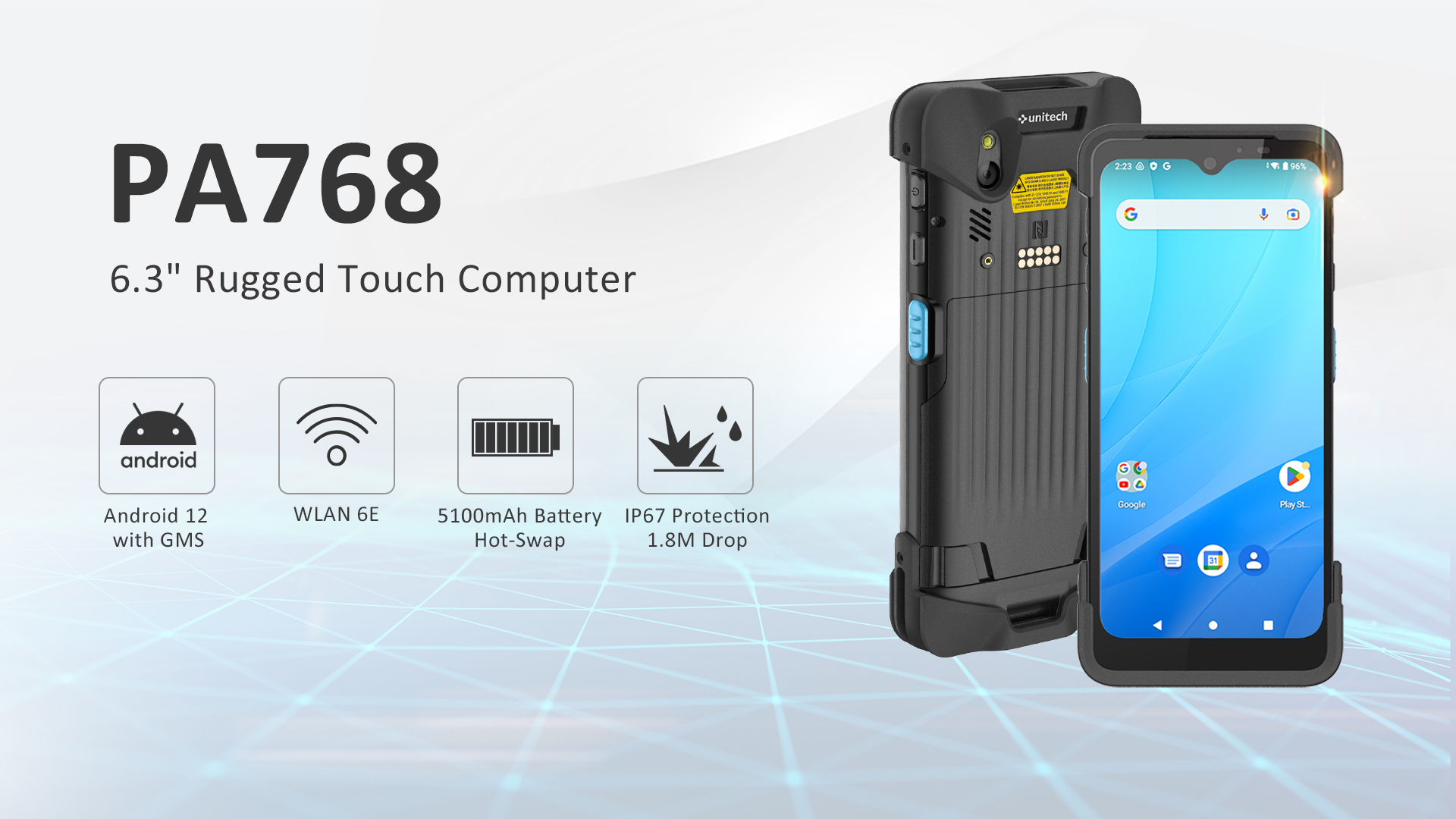 PA768 (WLAN only) 6.3-inch Rugged Touch Computer │ Unitech